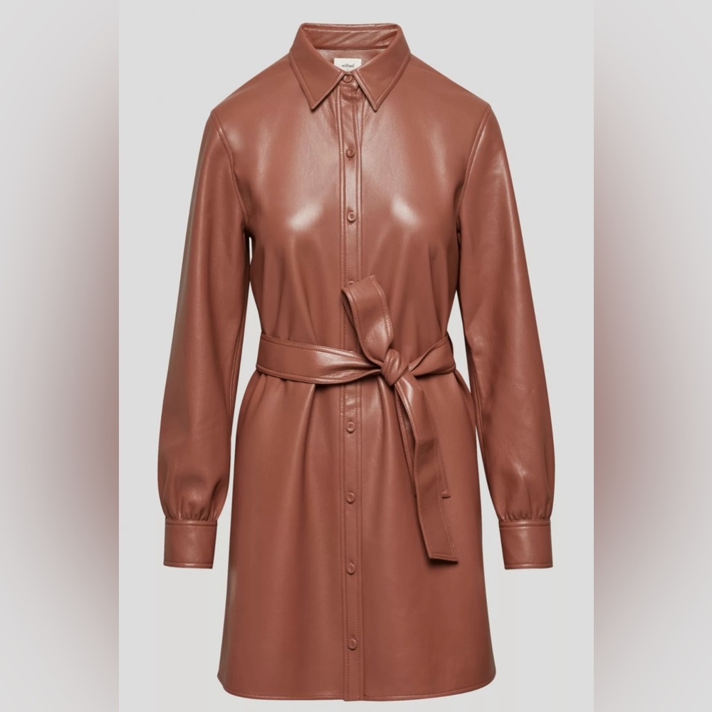 Aritzia Wilfred Brown Faux Leather Caroline Button Do… - Gem